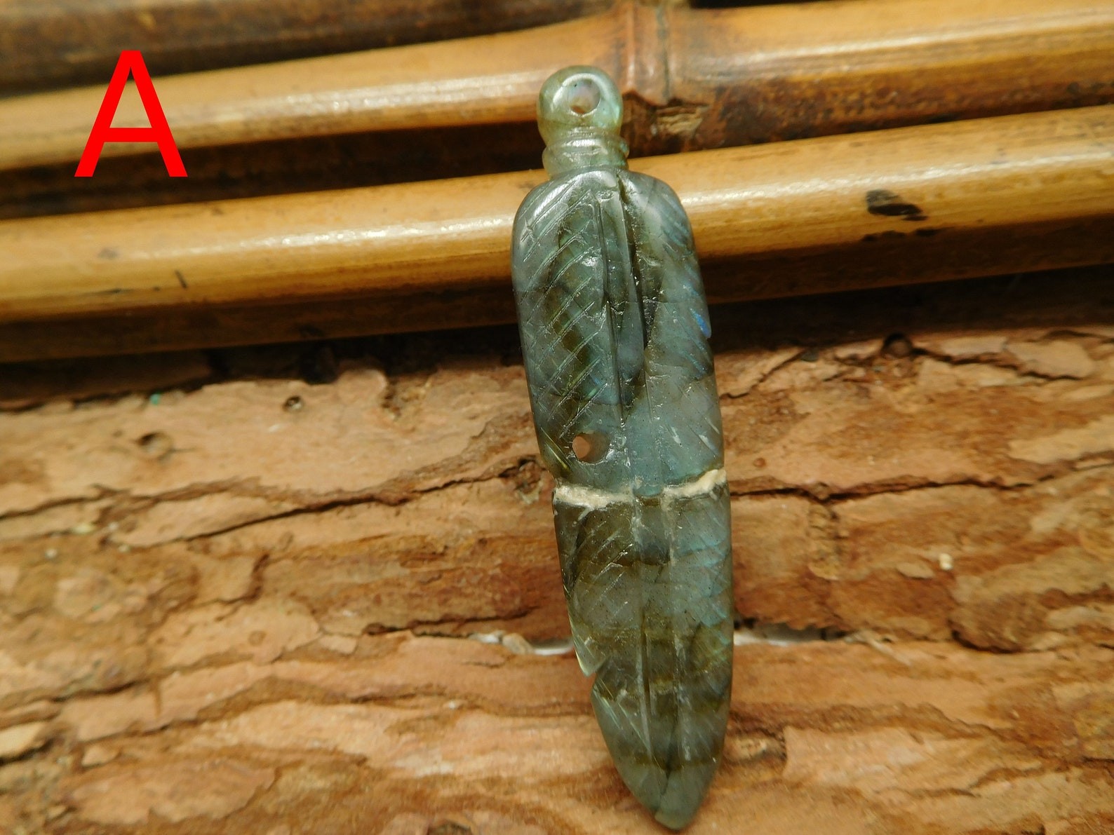 Carve Crystal Feather Pendant. Labradorite Carved Feather. Gemstone ...