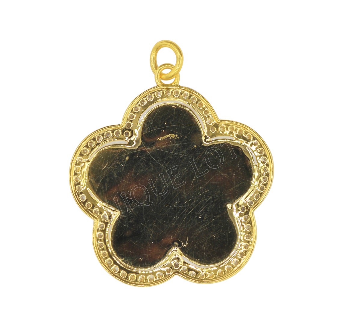 Flower Shape 14k Solid Gold Diamond Pendants. Genuine Handmade | Etsy