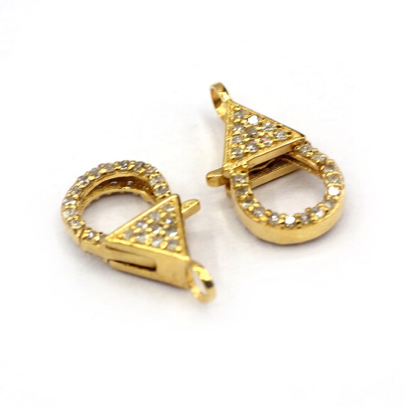 14K Gold Diamond Clasps .genuine Handmade Pave Diamond - Etsy