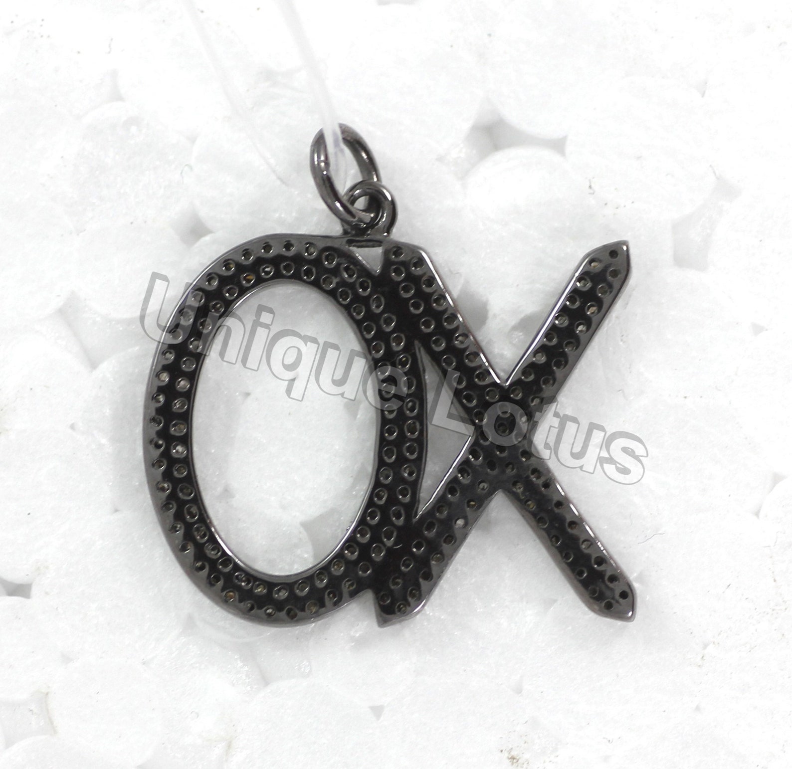 XO Diamond Pendant .925 Oxidized Sterling Silver Diamond - Etsy