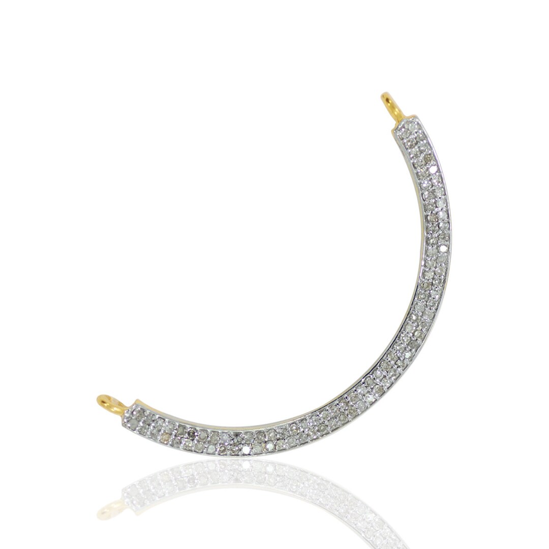 Crescent Moon Shape 14k Solid Gold Diamond Pendants. Genuine Handmade ...
