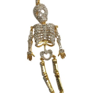 Skeleton Shape 14k Solid Gold Diamond Pendants. Genuine - Etsy