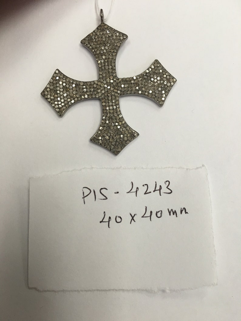 Cross Diamond Shape Diamond Pendant .925 Oxidized Sterling | Etsy