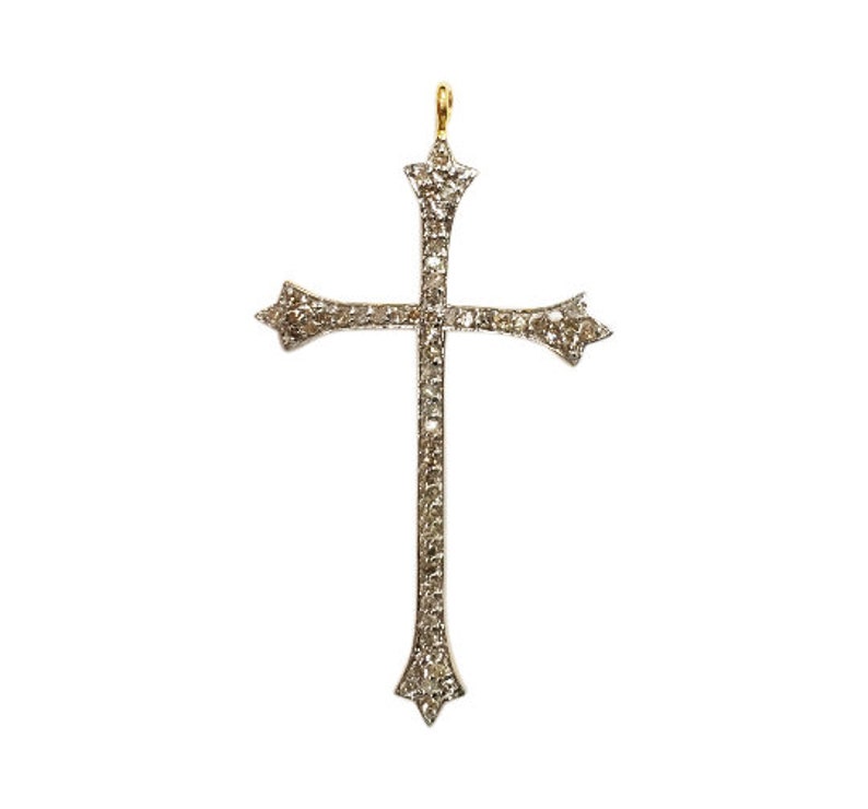 Cross Shape 14k Solid Gold Diamond Pendants. Genuine Handmade | Etsy