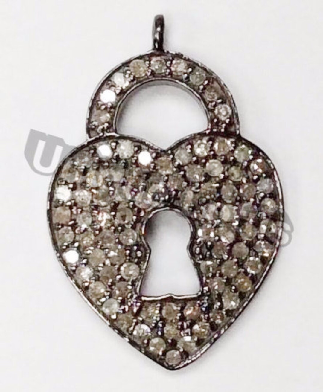 Lock Shape Diamond Pendants.925 Oxidized Sterling Silver - Etsy