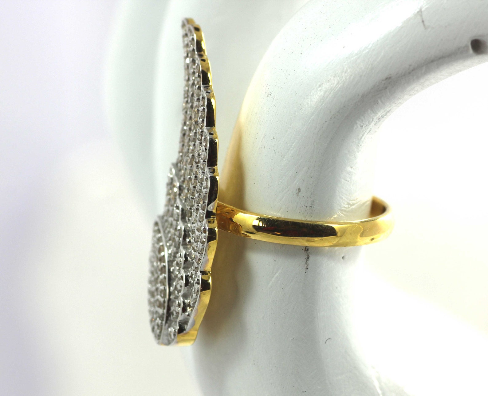Wings Shape 14k Solid Gold Diamond Rings. Genuine Handmade - Etsy