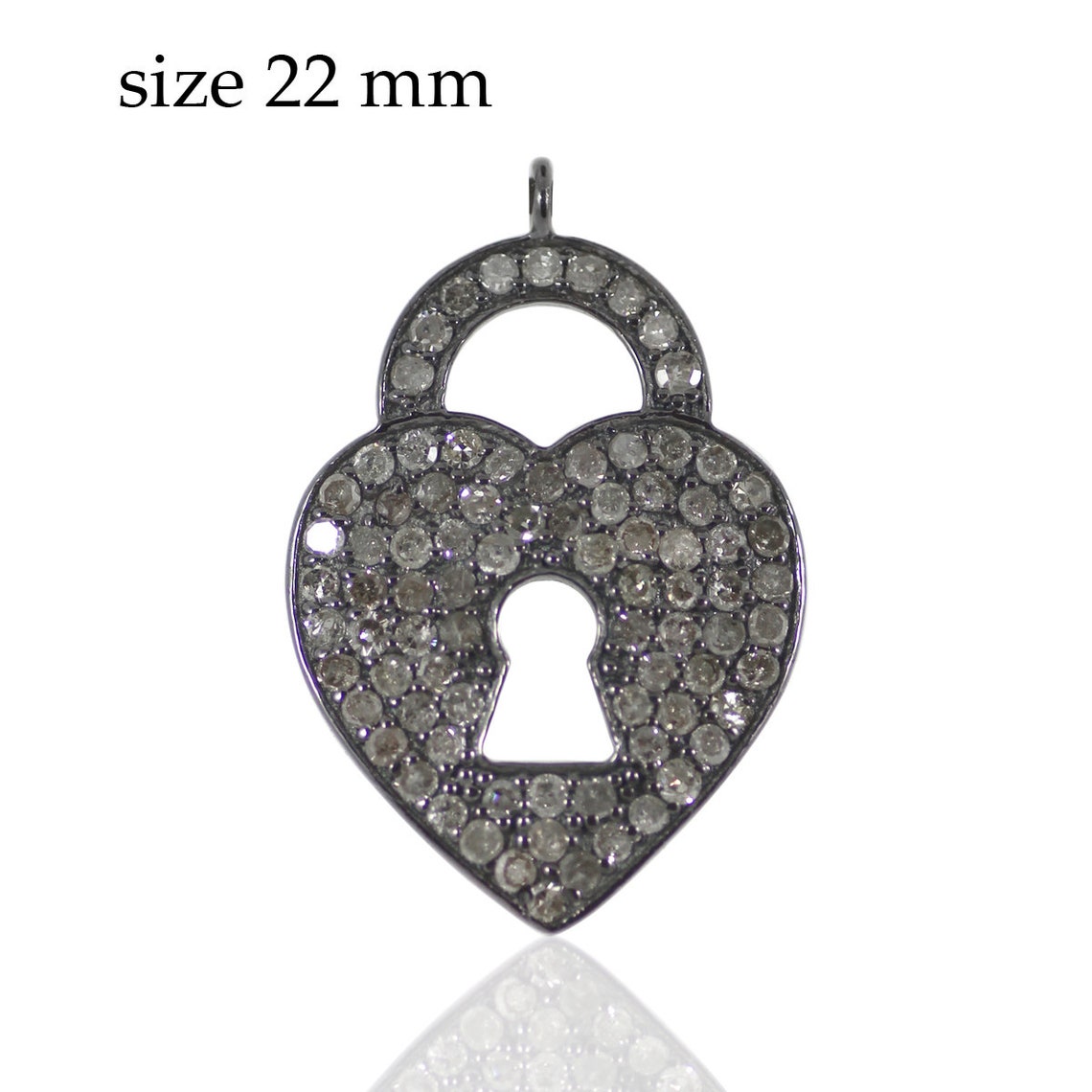 Lock Shape Diamond Pendants.925 Oxidized Sterling Silver | Etsy