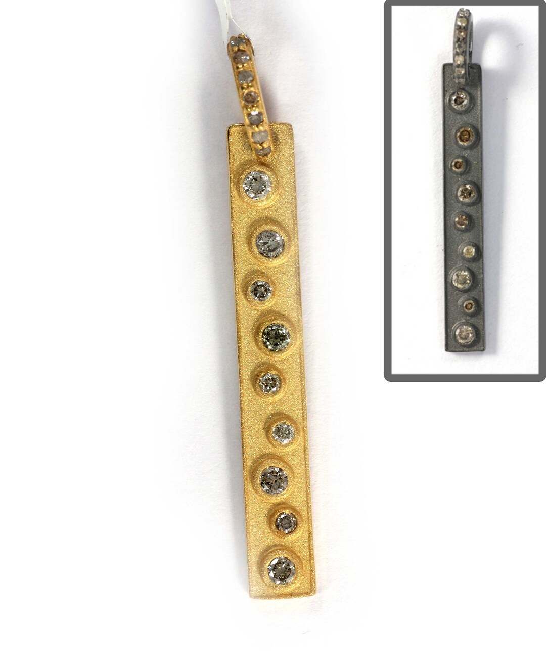 Rectangle Shape Diamond Pendant .925 Oxidized Sterling Silver - Etsy