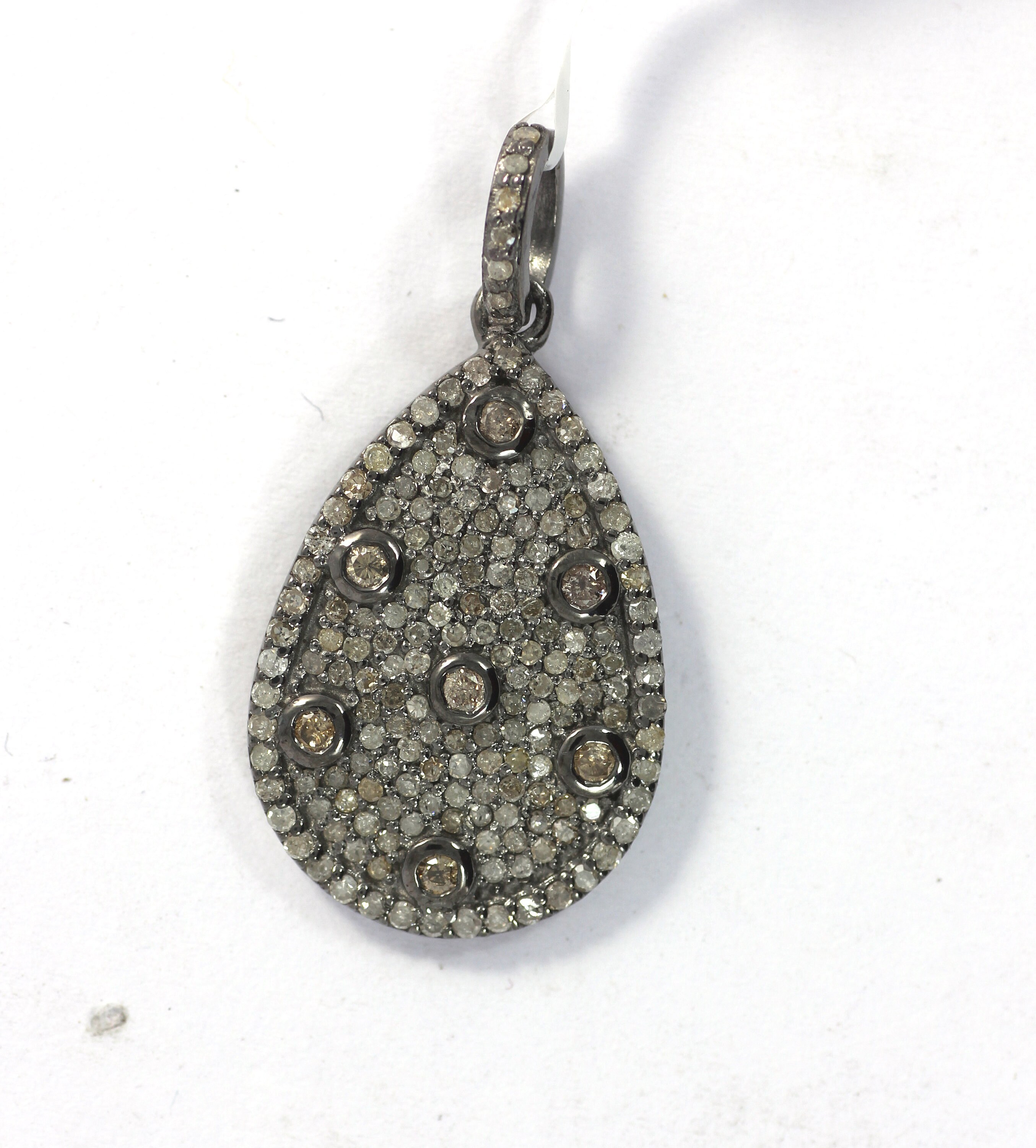 Pear Diamond Pendant .925 Oxidized Sterling Silver Diamond | Etsy