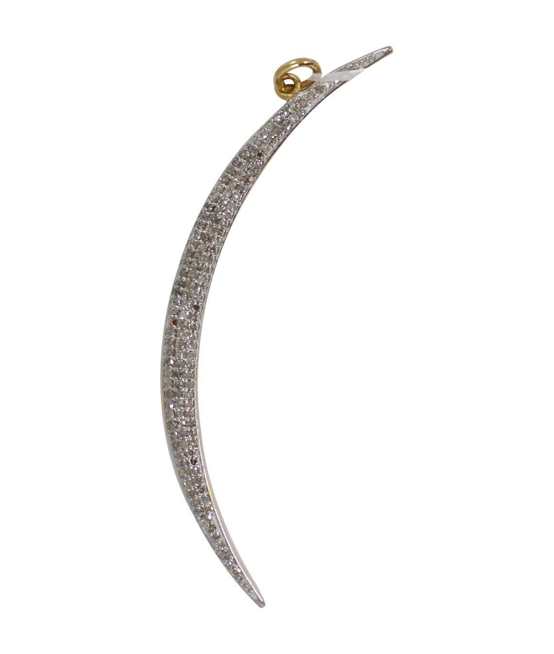 Moon Shape 14k Solid Gold Diamond Pendants. Genuine Handmade - Etsy