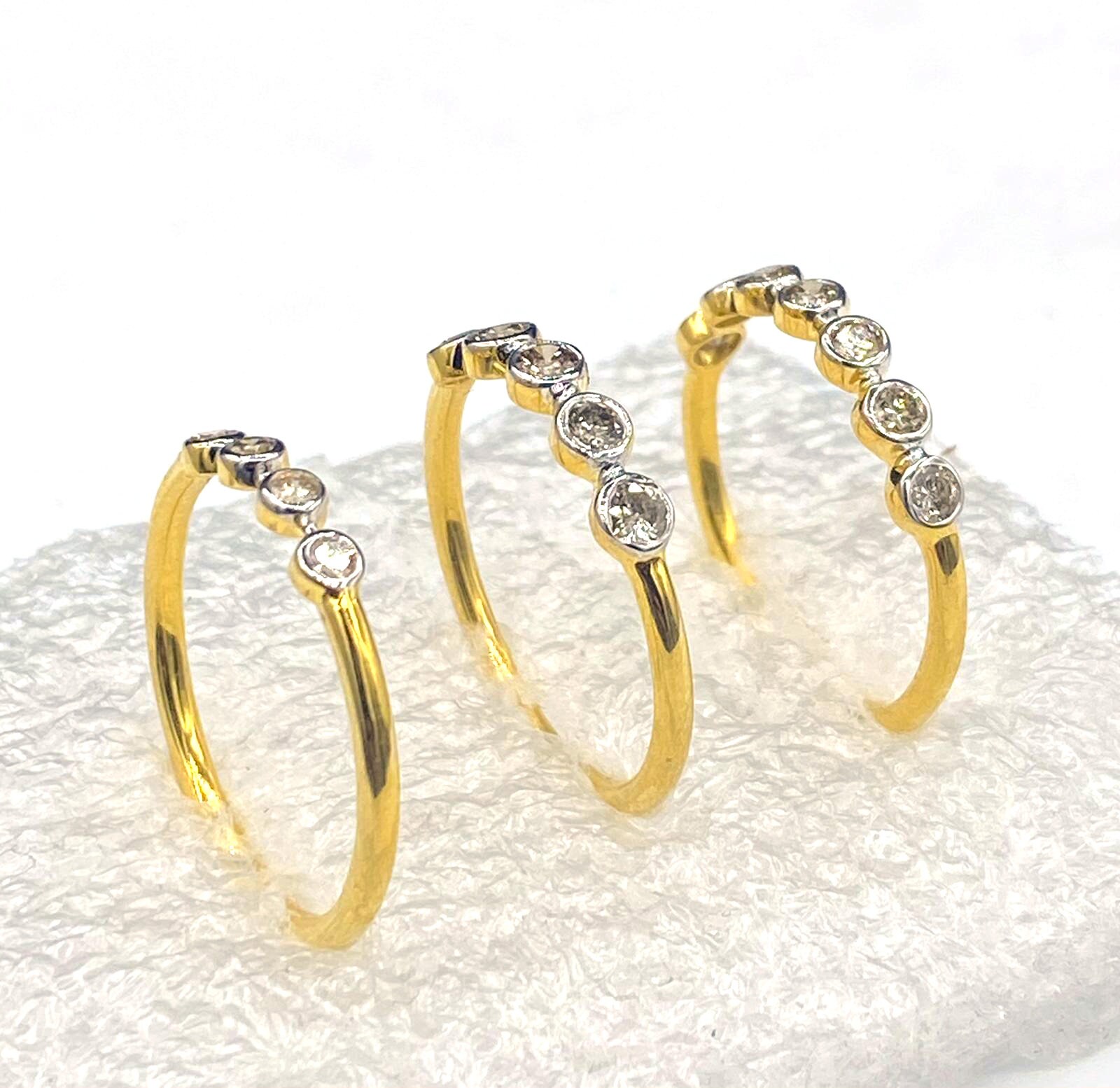 14k Solid Gold Stack Diamond Rings Stacking Gold Diamond - Etsy