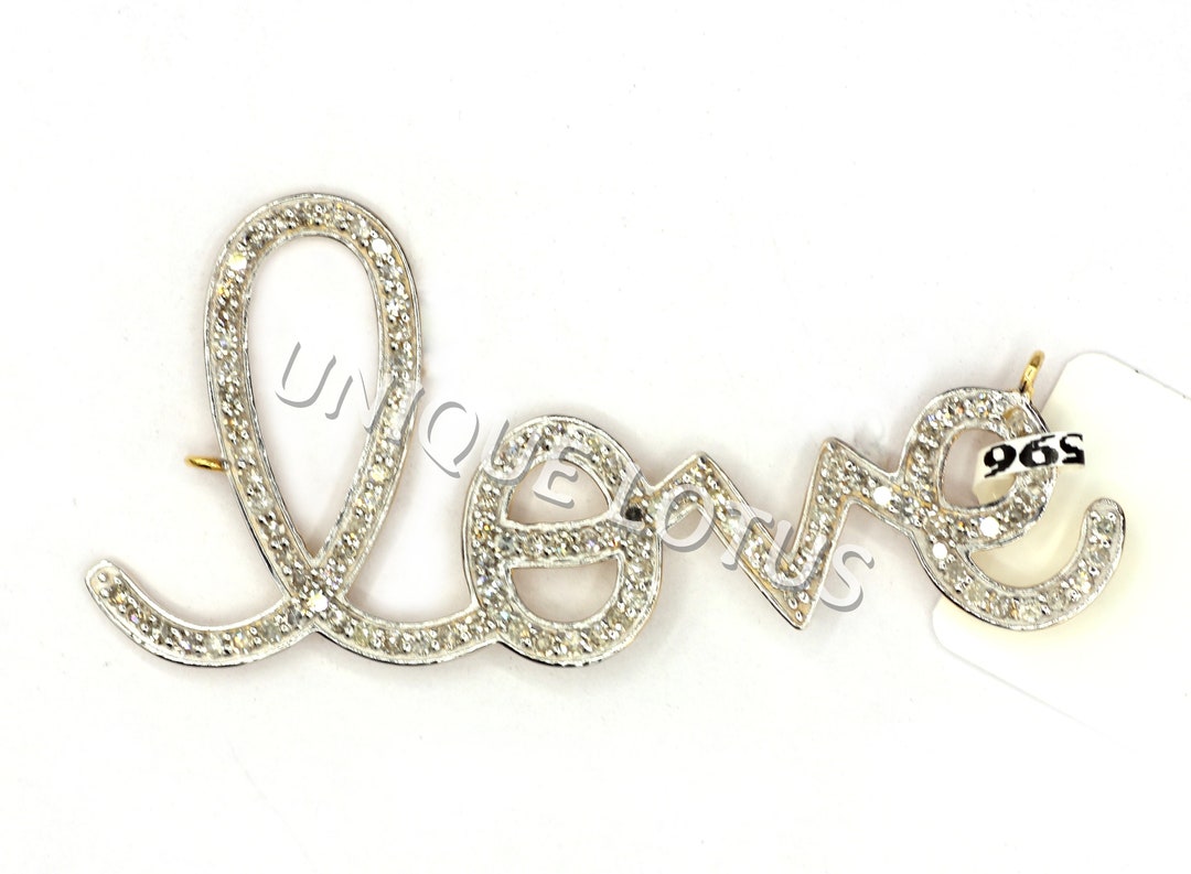 Love Shape 14k Solid Gold Diamond Pendants. Genuine Handmade - Etsy