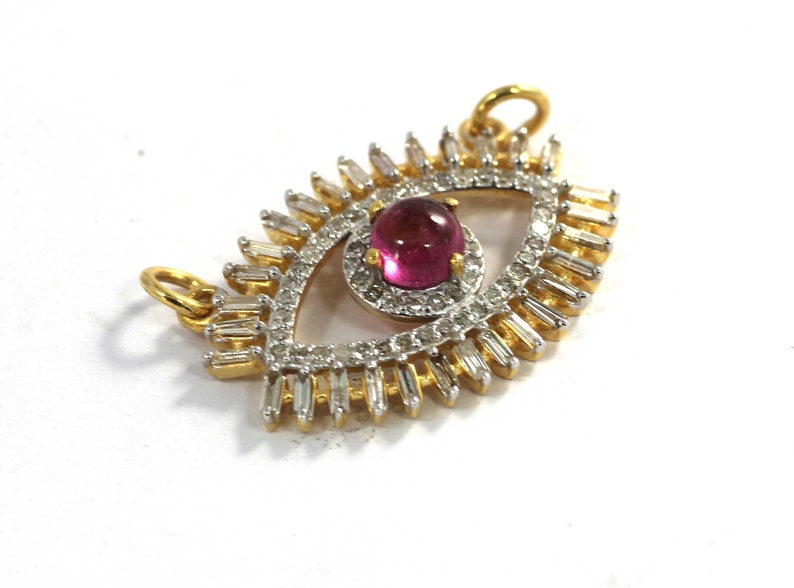 14k Solid Gold Evil Eye Shape Diamond Pendants. Genuine - Etsy