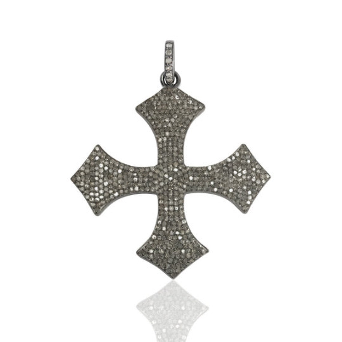 Cross Diamond Shape Diamond Pendant .925 Oxidized Sterling - Etsy