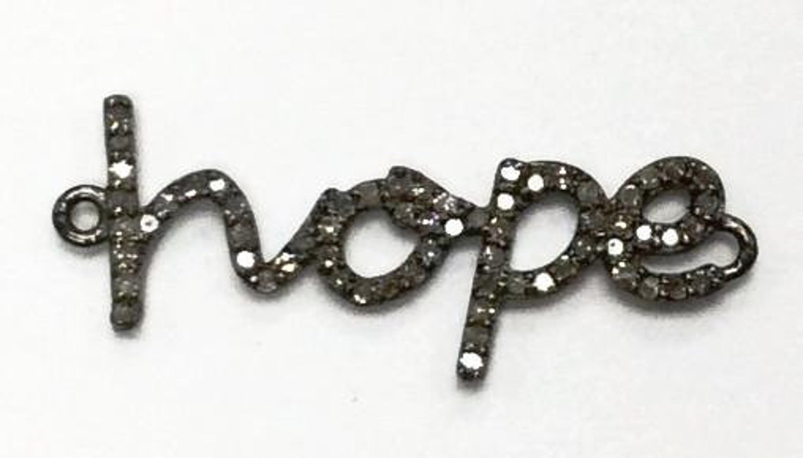 Hope Shape Diamond Pendant .925 Oxidized Sterling Silver - Etsy