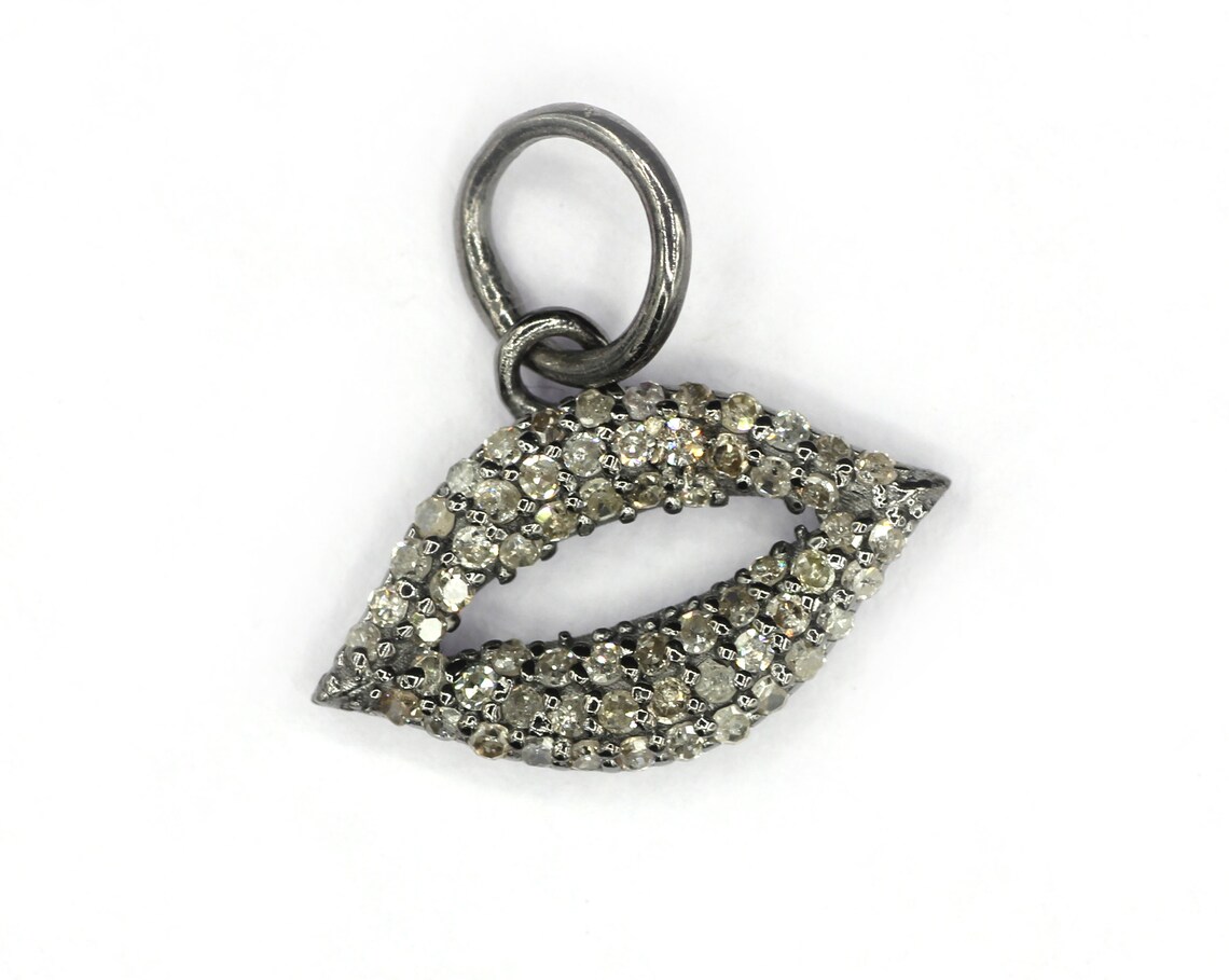Lips Shape Diamond Pendants.925 Oxidized Sterling Silver - Etsy