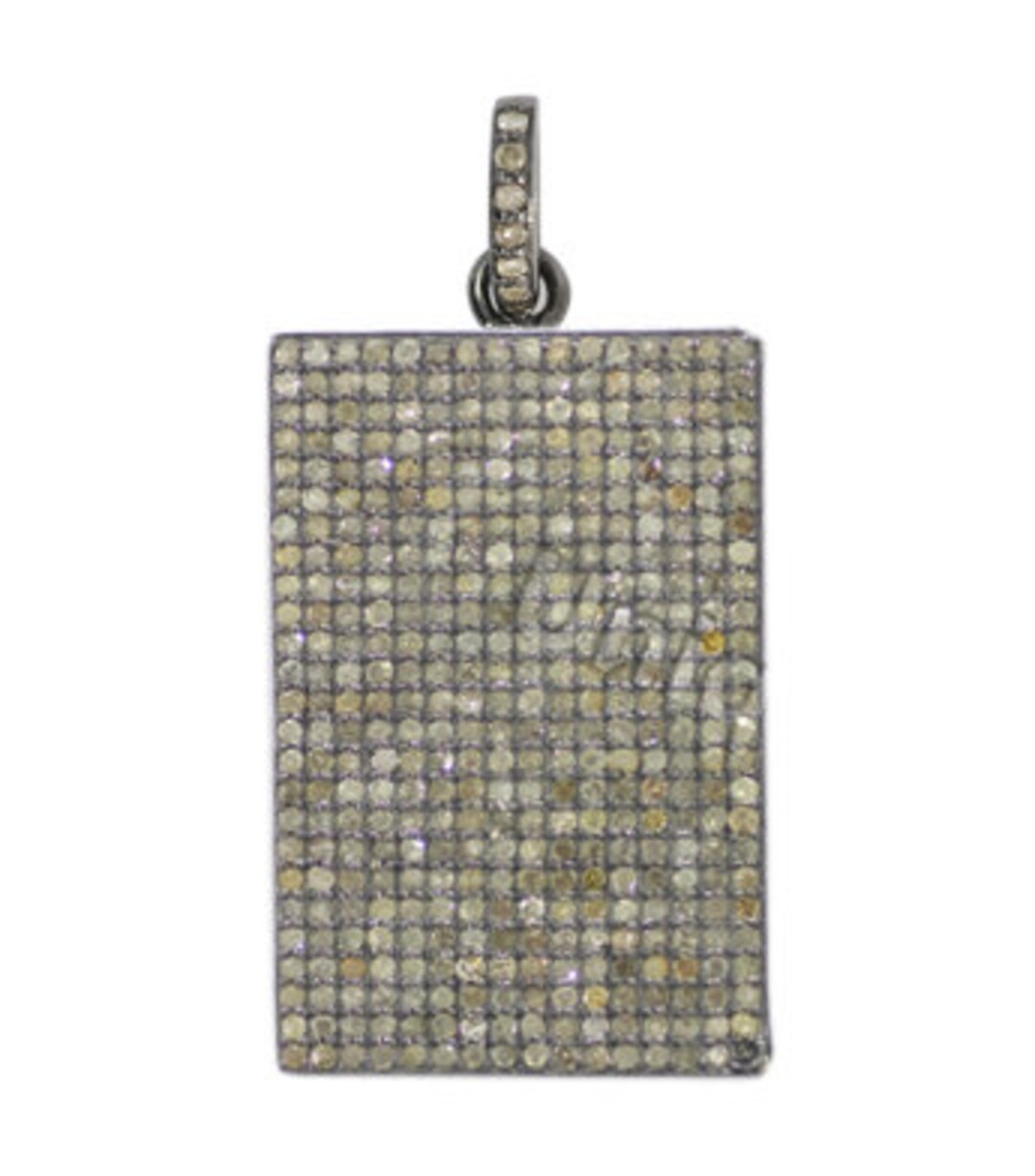 Rectangle Shape Diamond Pendant .925 Oxidized Sterling Silver - Etsy