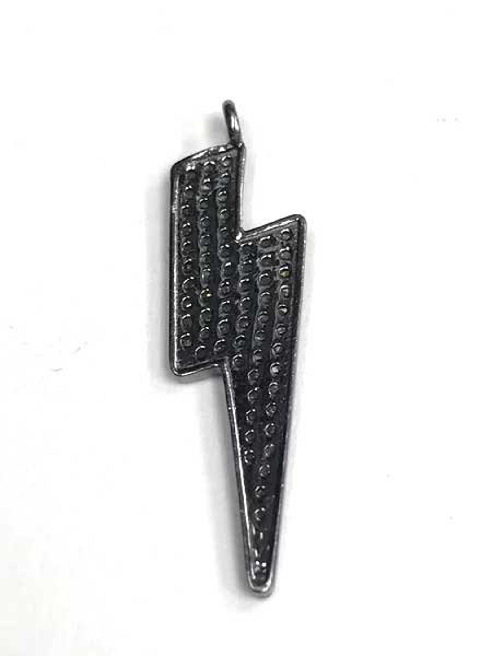Lightning Diamond Charm .925 Oxidized Sterling Silver Diamond - Etsy