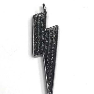 Lightning Diamond Charm .925 Oxidized Sterling Silver Diamond Charm ...