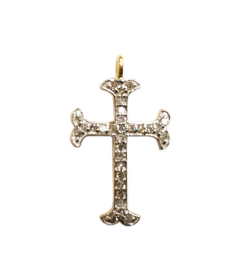 Cross Shape 14k Solid Gold Diamond Pendants. Genuine Handmade - Etsy