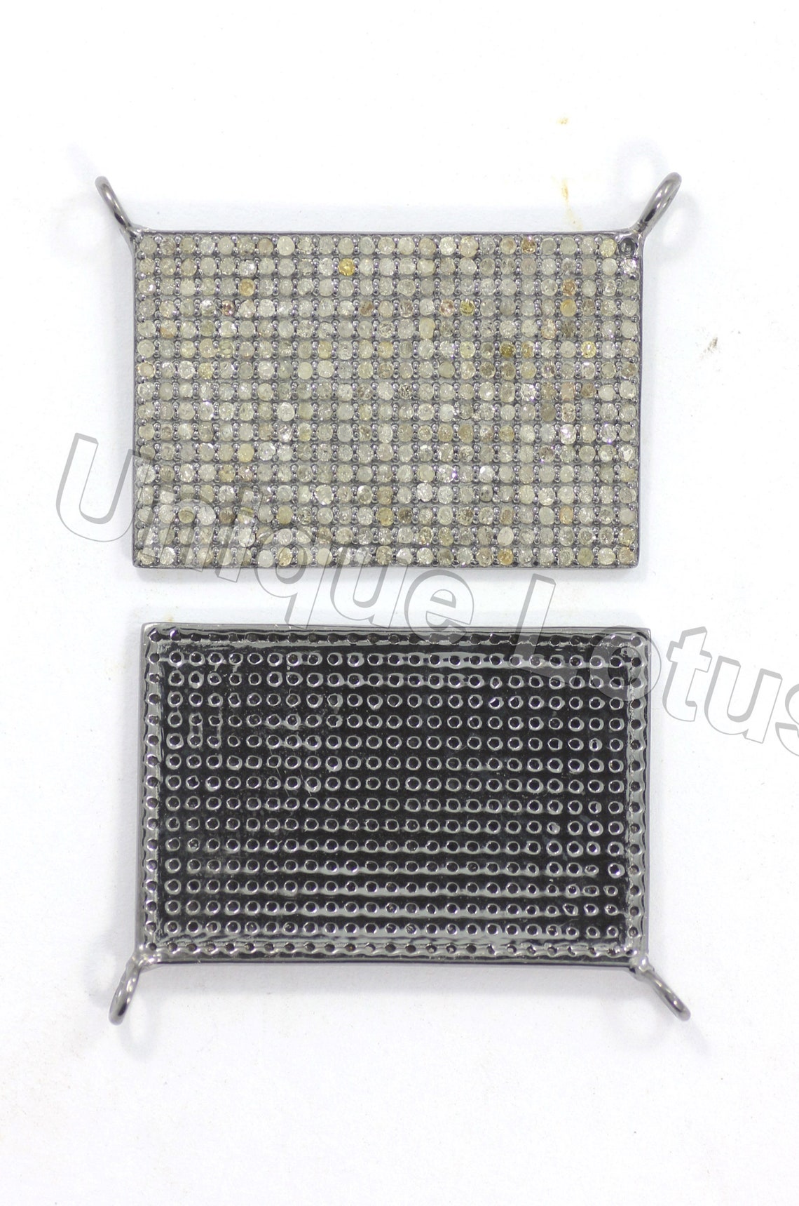 Rectangle Shape Diamond Pendant .925 Oxidized Sterling Silver - Etsy