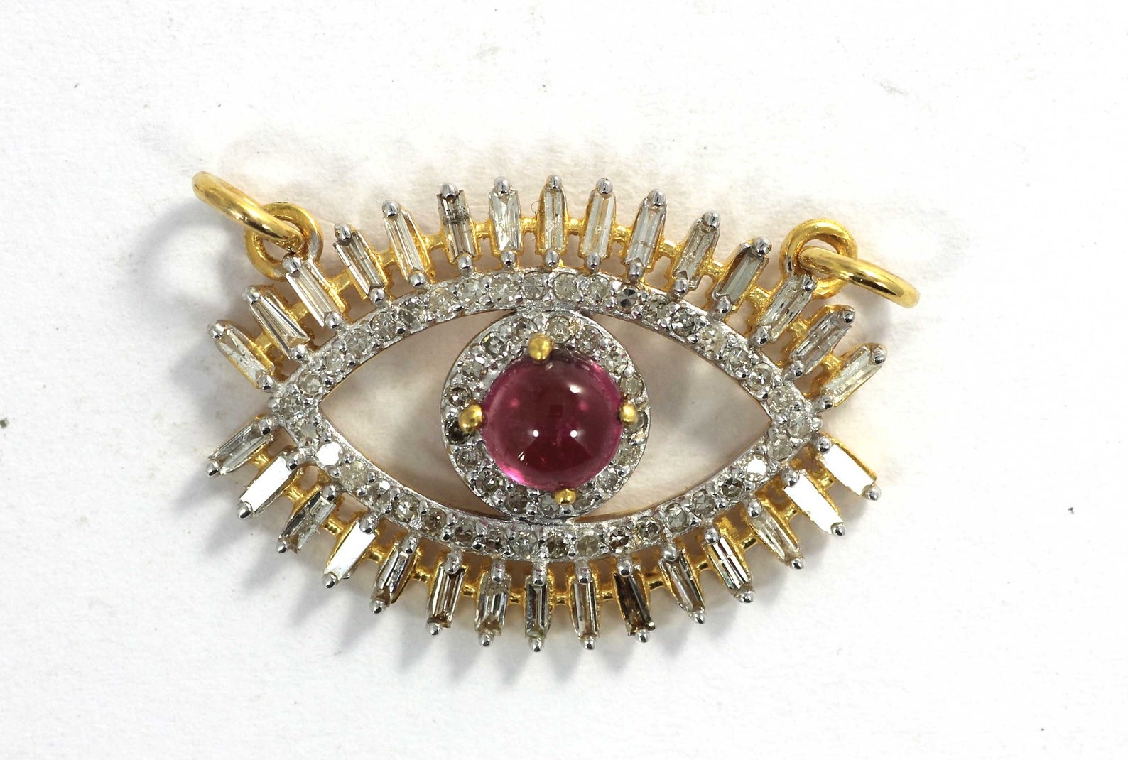 14k Solid Gold Evil Eye Shape Diamond Pendants. Genuine - Etsy