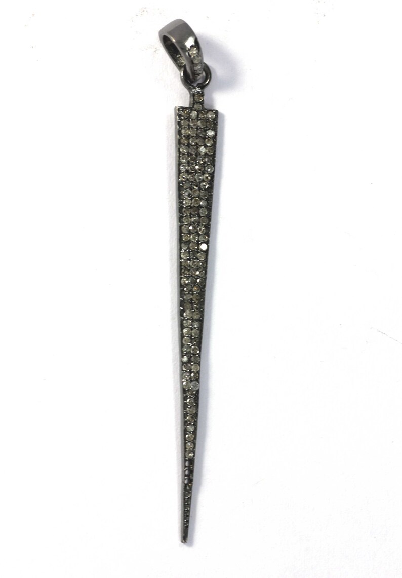 Spike Shape Diamond Pendant .925 Oxidized Sterling Silver - Etsy