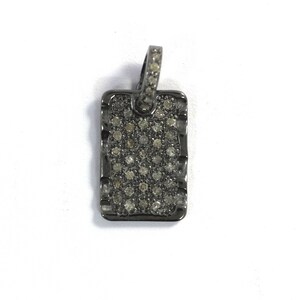 Rectangle Diamond Pendant .925 Oxidized Sterling Silver Diamond Pendant ...
