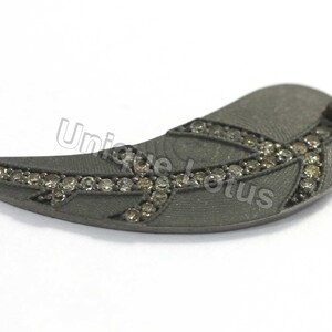 Leaf Shape Diamond Pendant .925 Oxidized Sterling Silver Diamond ...