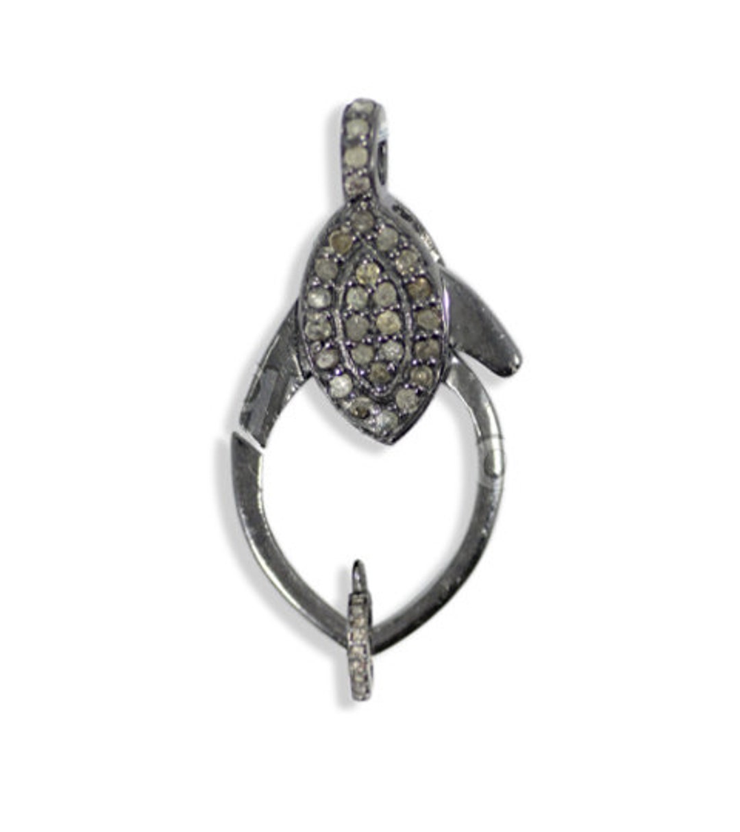 Silver Diamond Clasps .925 Oxidized Sterling Silver Diamond - Etsy