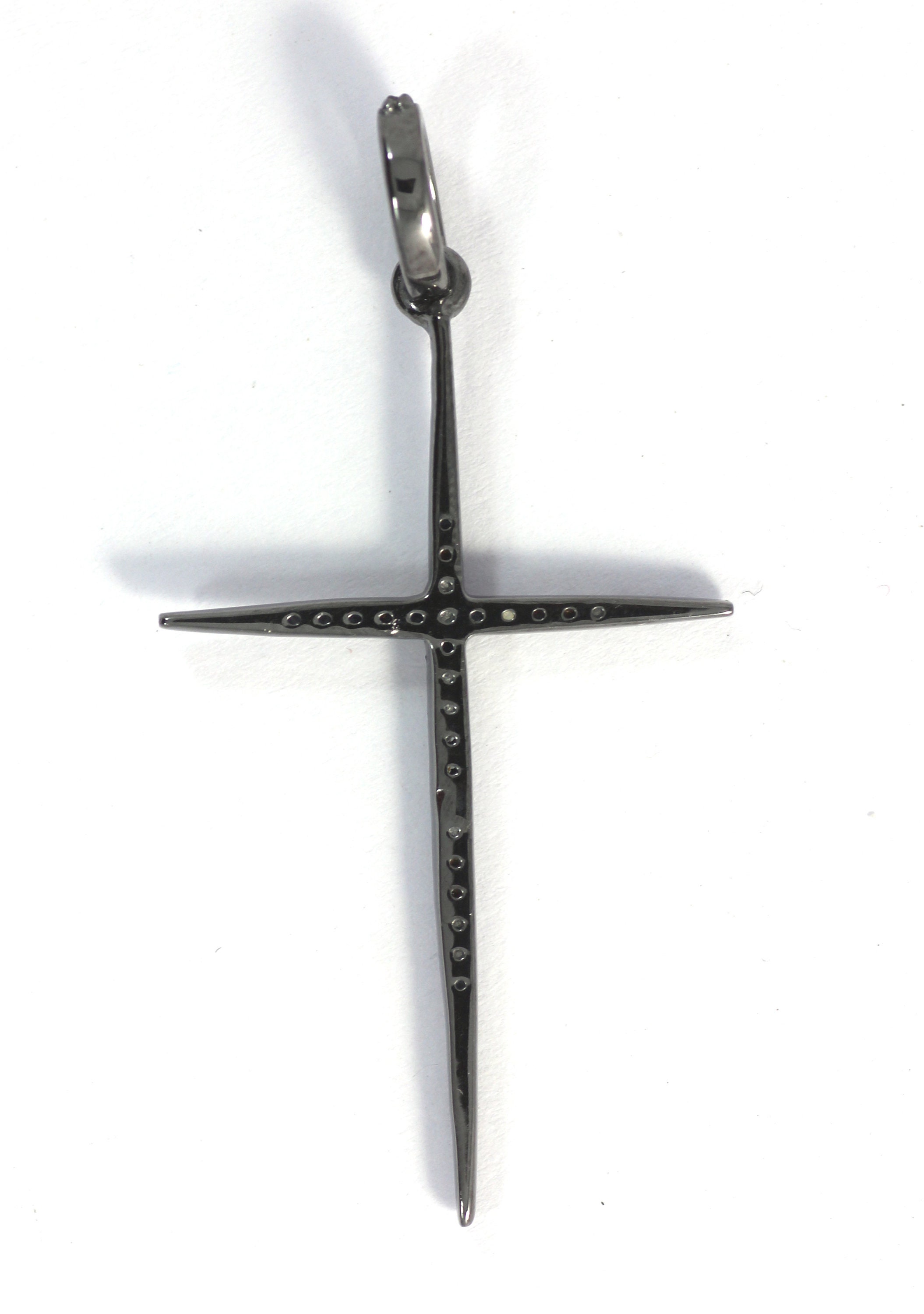 Cross Shape Diamond Pendant .925 Oxidized Sterling Silver - Etsy