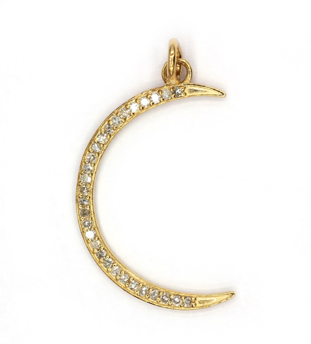 Crescent Moon Shape 14k Solid Gold Diamond Pendants. Genuine - Etsy