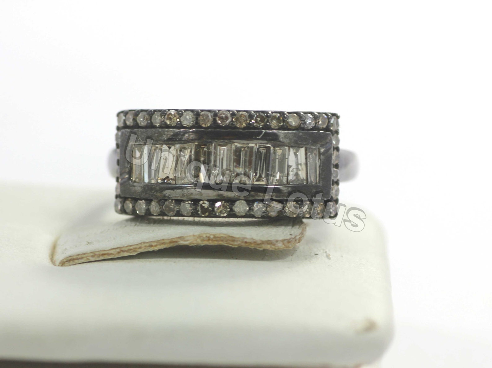 Silver Pave Diamond Ring .925 Oxidized Sterling Silver Diamond - Etsy