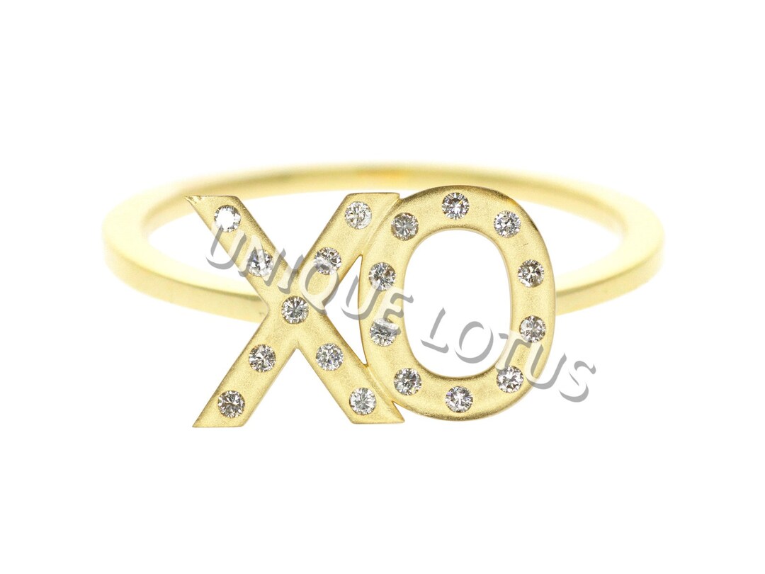XO Shape 14k Solid Gold Diamond Pendants/ring. Genuine Handmade Pave ...