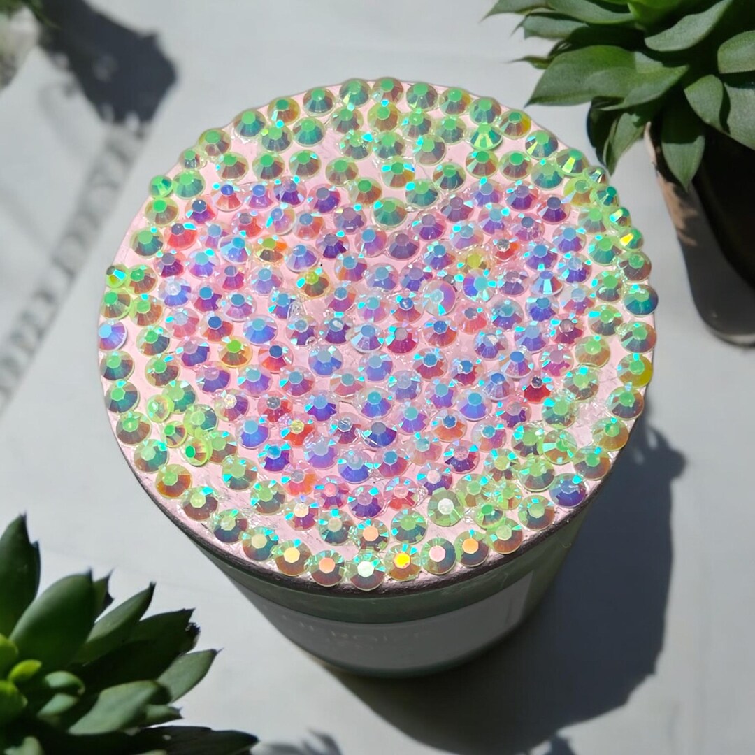 Candle With Rhinestone Design on Lid - Etsy