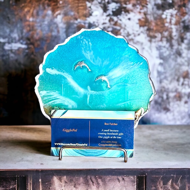 Ocean Business Card Holder for Desk, Perfect Gift for Businesswoman or ...