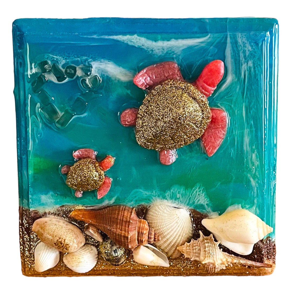 3D Resin Beach Art, Ocean Art, Beach Art, Painting With Seashells and ...