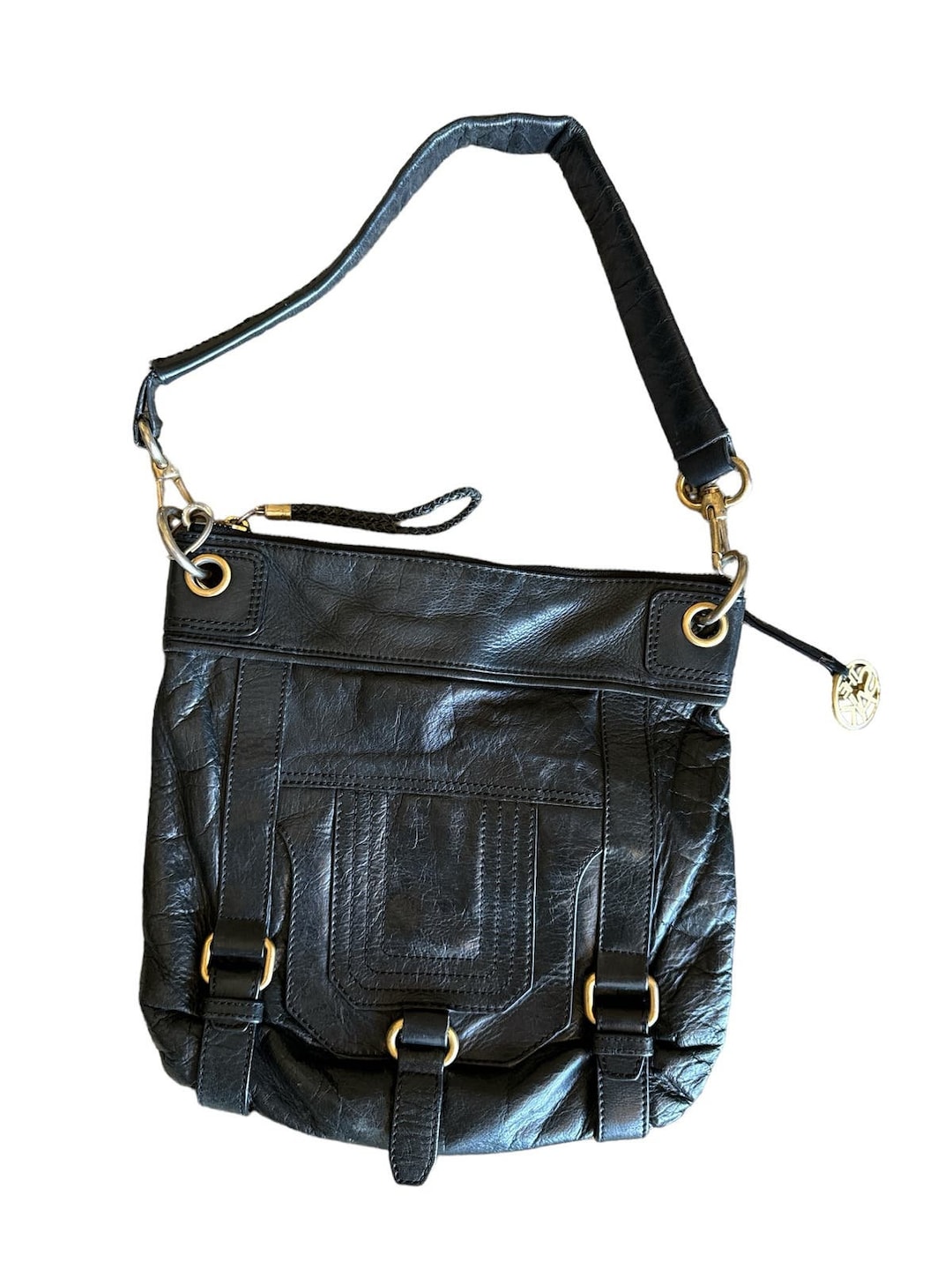 The Sak Black Genuine Leather Multi Pocket Shoulder Bag - Etsy