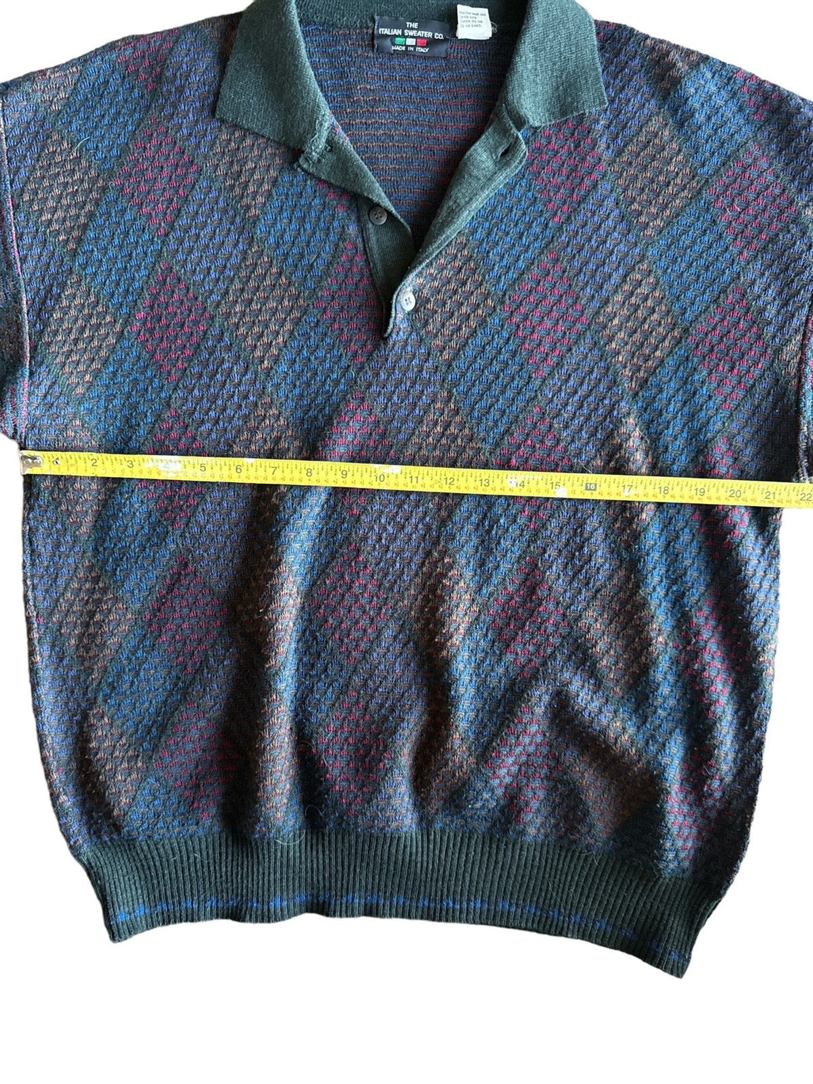 VTG the Italian Swester Co. Italian Made L L Collared 1/4 Button Argyle ...
