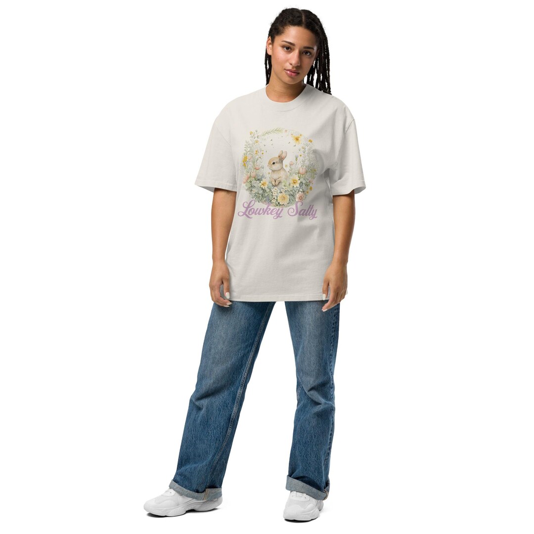 Lowkey Salty Baby Bunny Rabbit Gen Z Slang Baggy Oversized Faded T ...