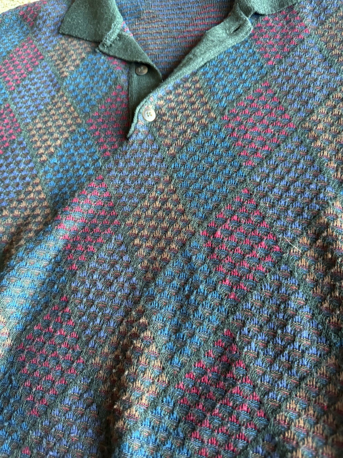 VTG the Italian Swester Co. Italian Made L L Collared 1/4 Button Argyle ...