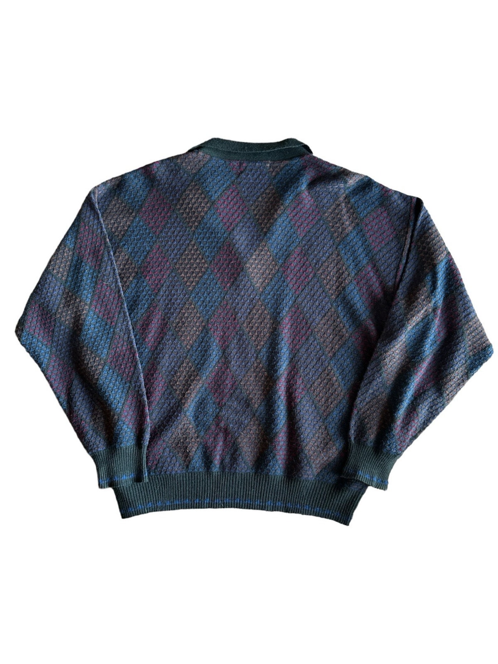 VTG the Italian Swester Co. Italian Made L L Collared 1/4 Button Argyle ...