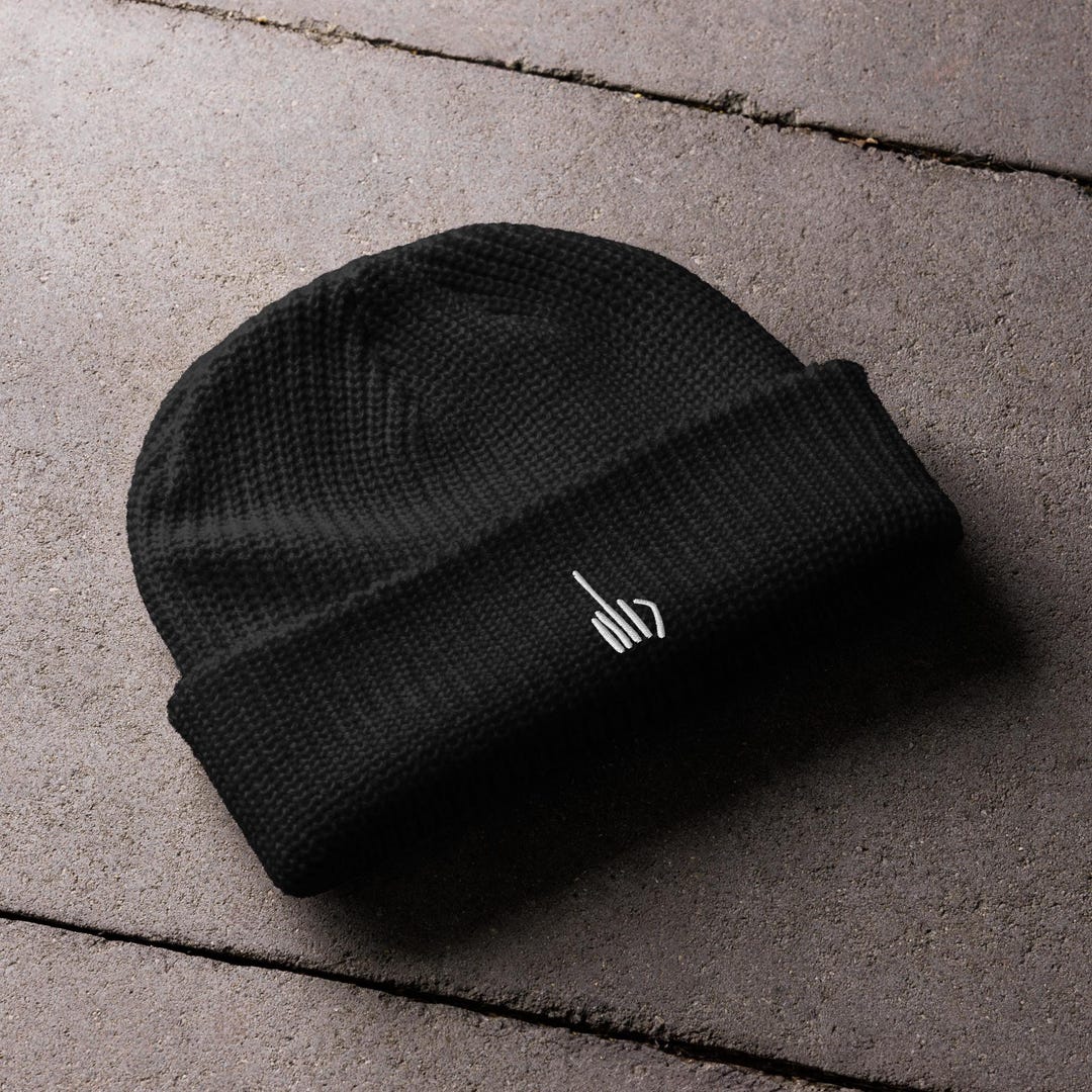 Middle Finger Embroidered Fisherman Beanie - Etsy