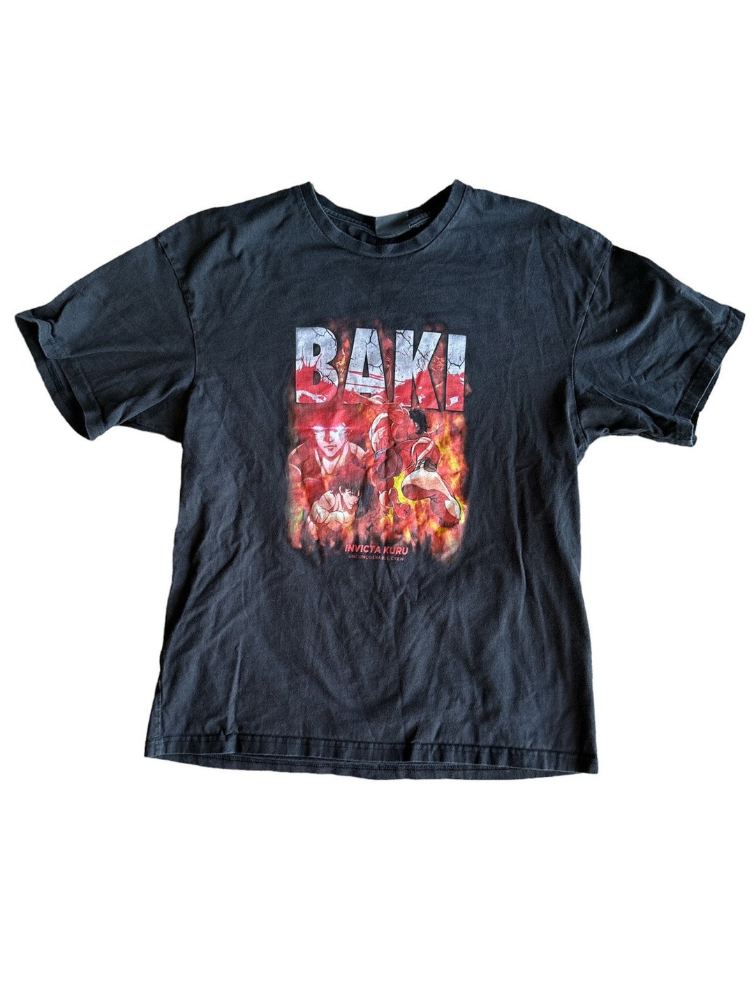 Y2K Baki Invicta Kuru Unconquerable Crew Large Black Anime X Gym Tshirt ...