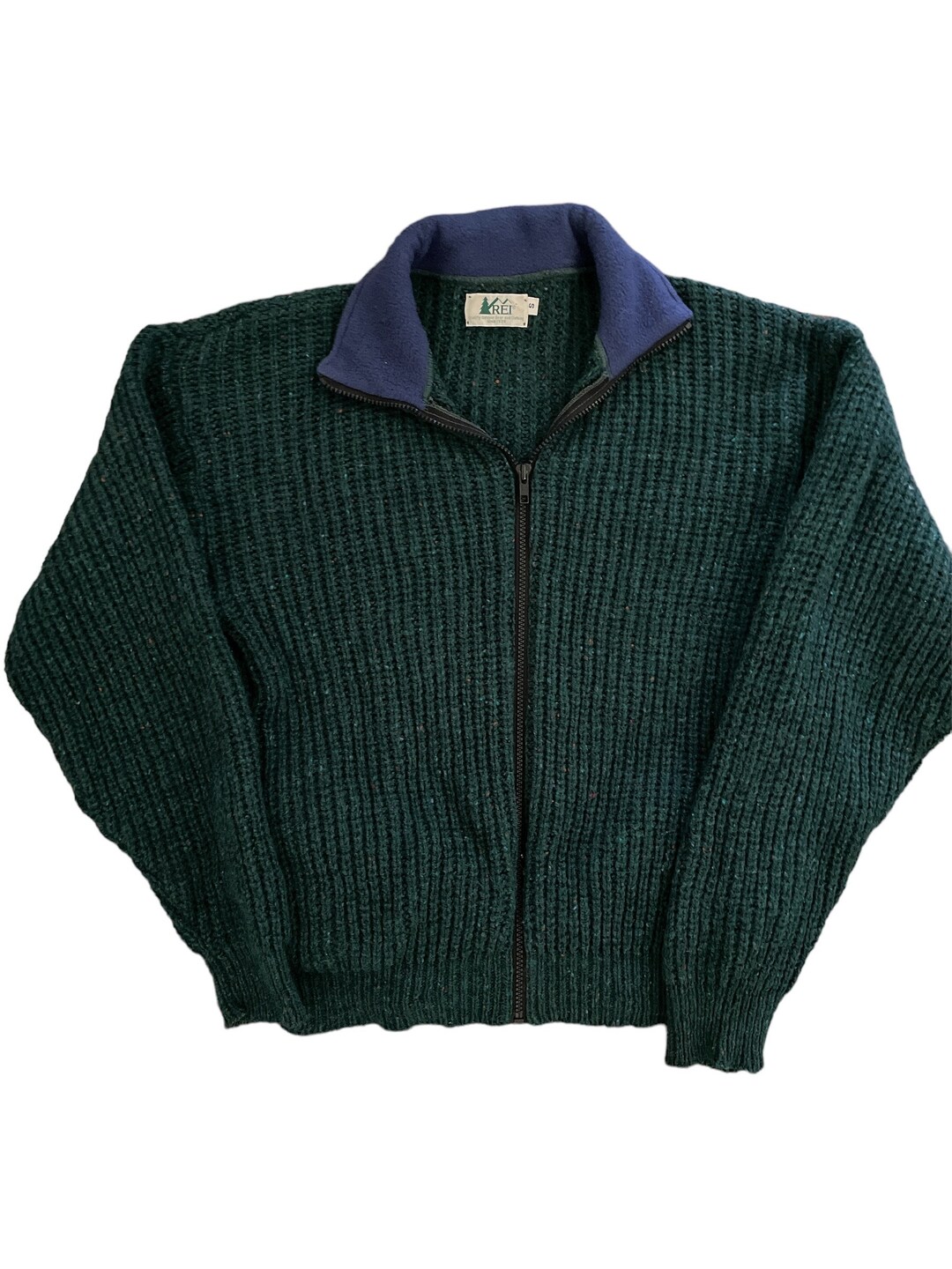 True Vintage REI Made in the USA Full Zip Small Green Sweater Jacket ...