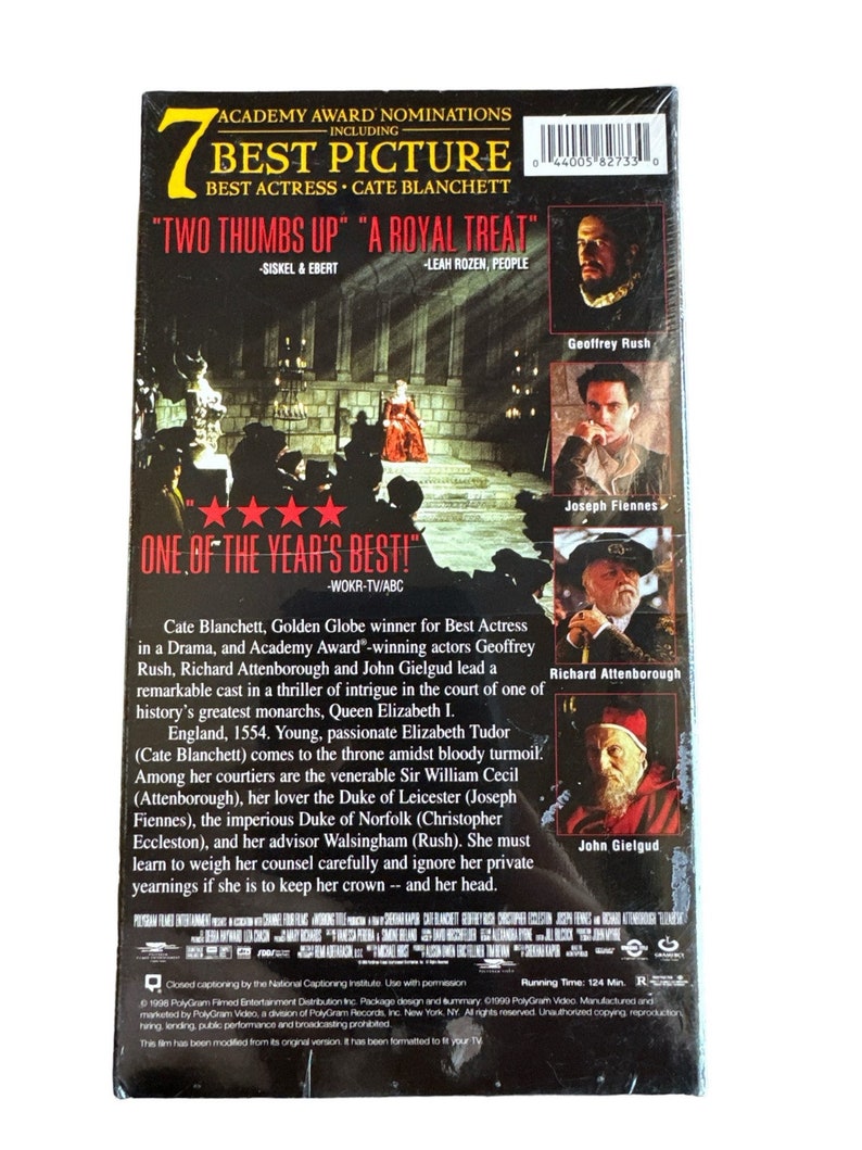 Vintage Sealed Elizabeth VHS Movie 1998 Polygram Video Starring Cate ...