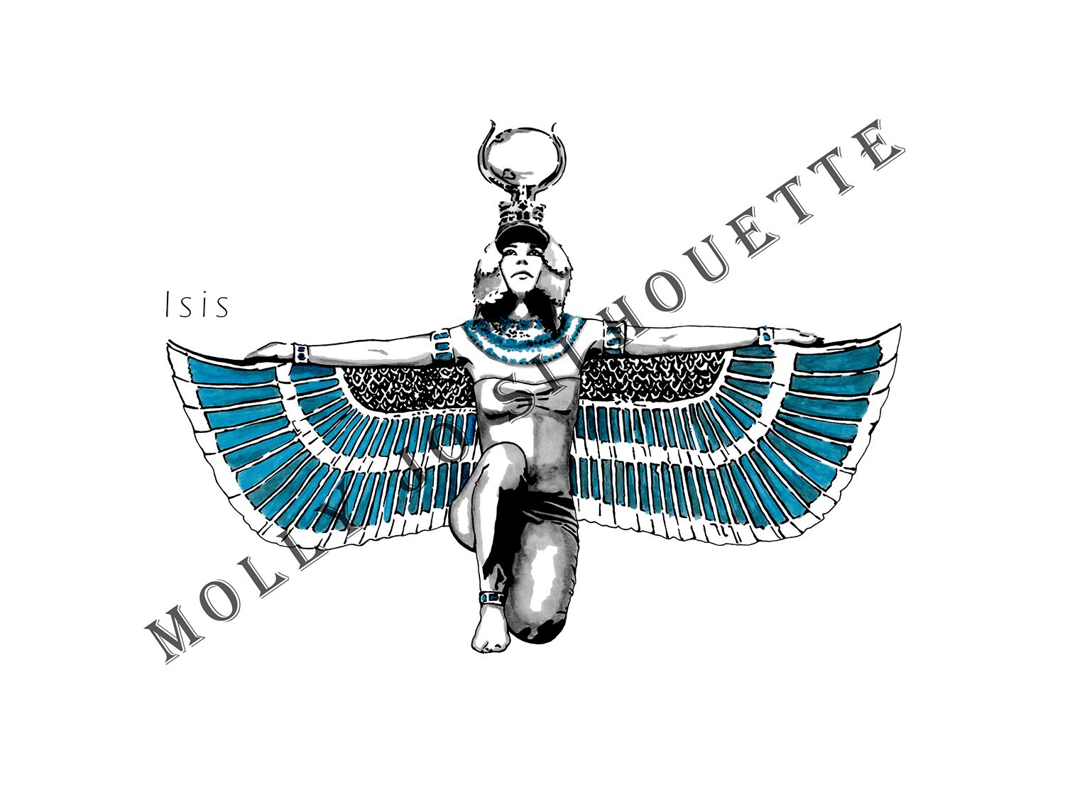 Egyptian Goddess Isis Drawing Print Ancient Egyptian Decor - Etsy