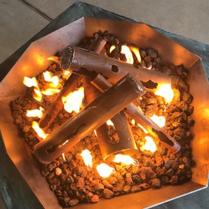 Gas Fire Pit Log Set Modern Steel Logs - Etsy