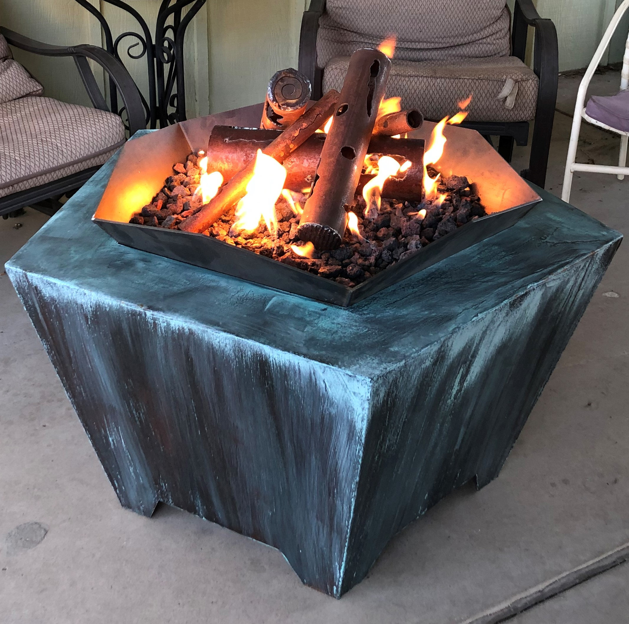 Gas Fire Pit Log Set Modern Steel Logs | Etsy