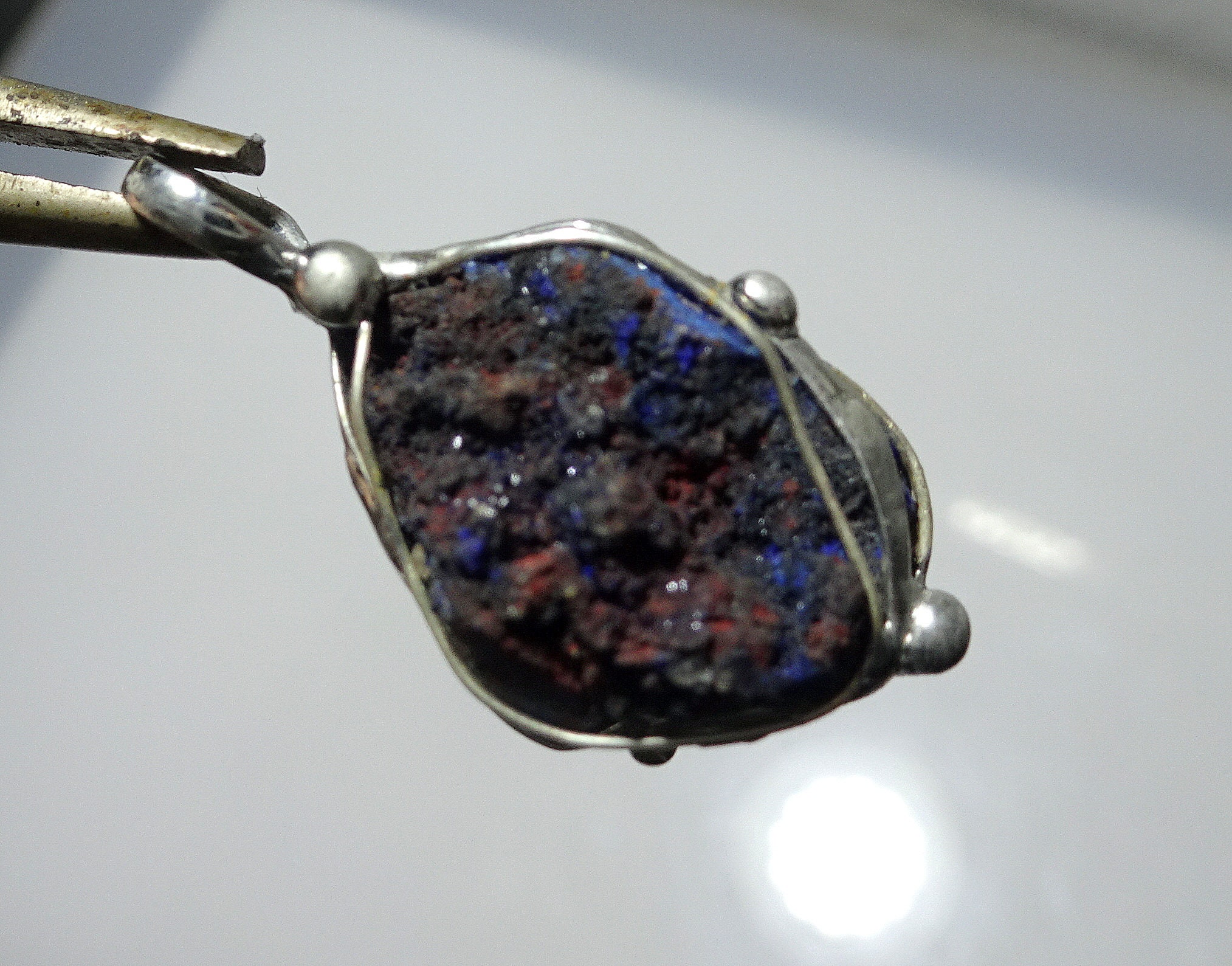 Original Azurite Pendant With Glittering Crystals UNIKAT - Etsy UK